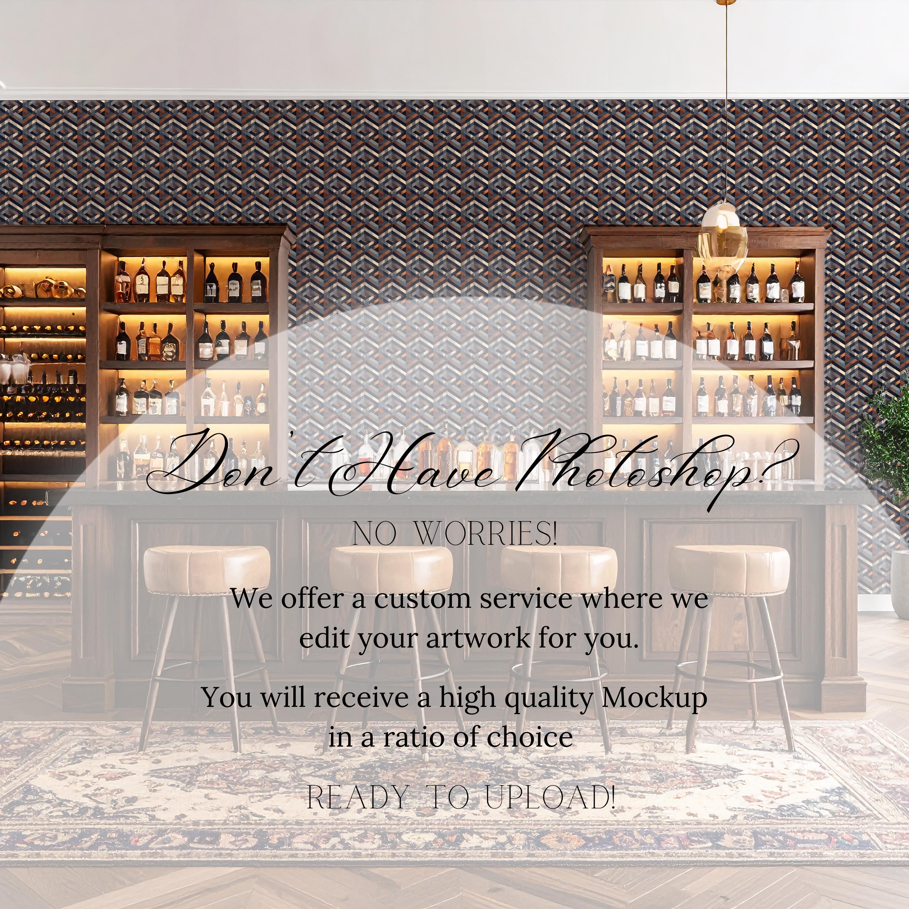 Cigar Lounge Wallpaper Mockup, Lounge Bar Mural Display, Customizable ...