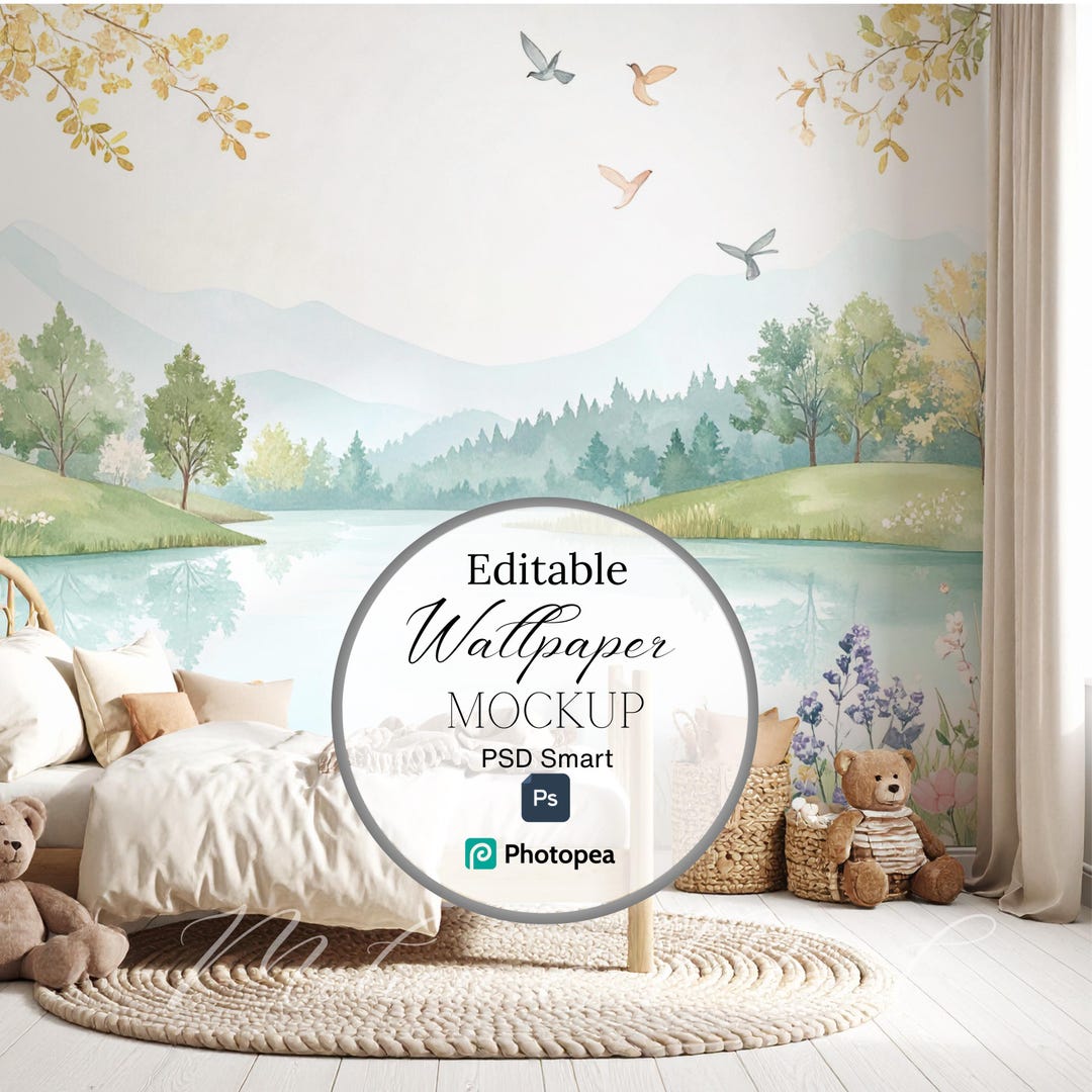 Modern Child Room Wall Pattern Display, PSD Smart Object, Digital ...