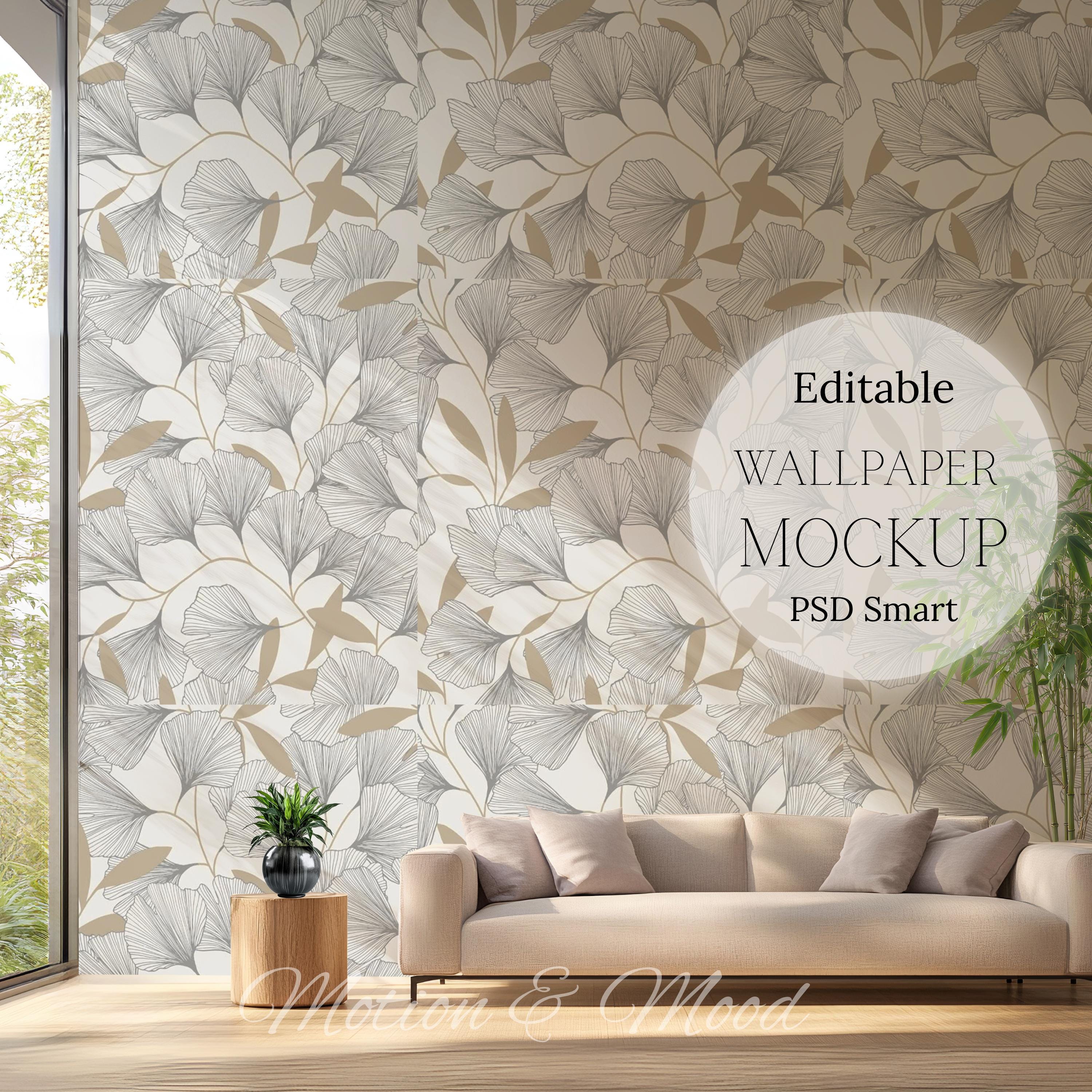 Editable Wallpaper Mockup, Empty Wall Preview for Wallpaper, Showcase ...