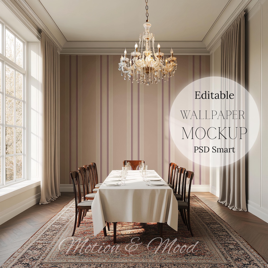 Editable Wallpaper Mockup , Wall Mural Mockup PSD, Easy Wallpaper ...