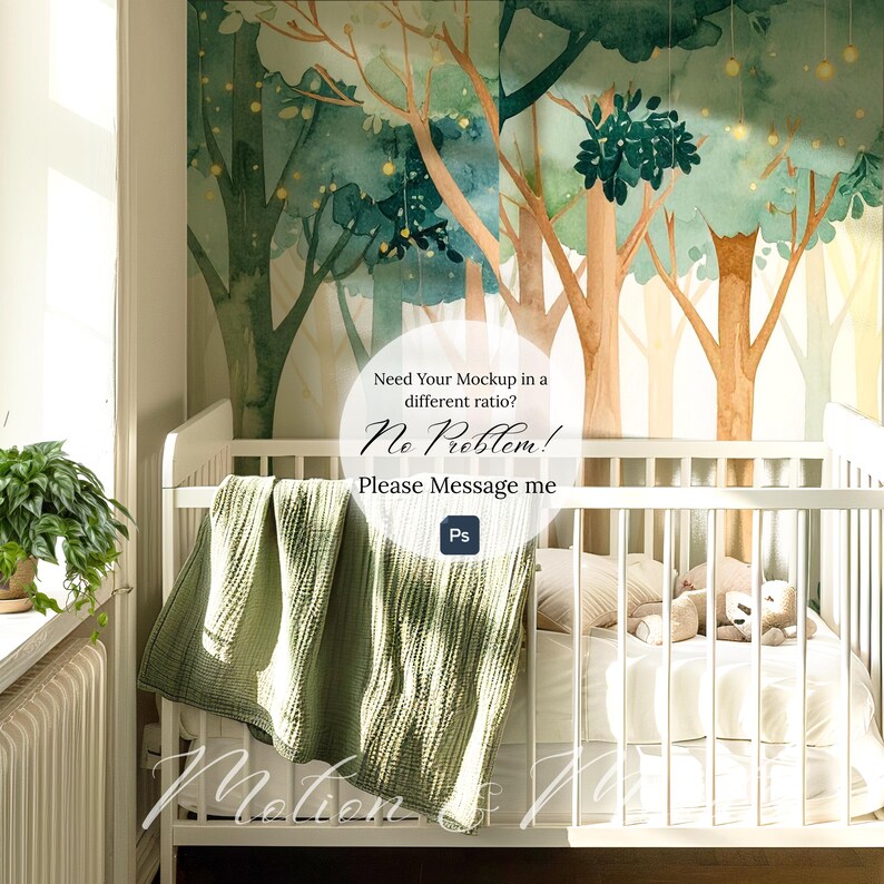 Cosy Mural Mockup, Gender Neutral Baby Room Wall Display, Blank Wall ...