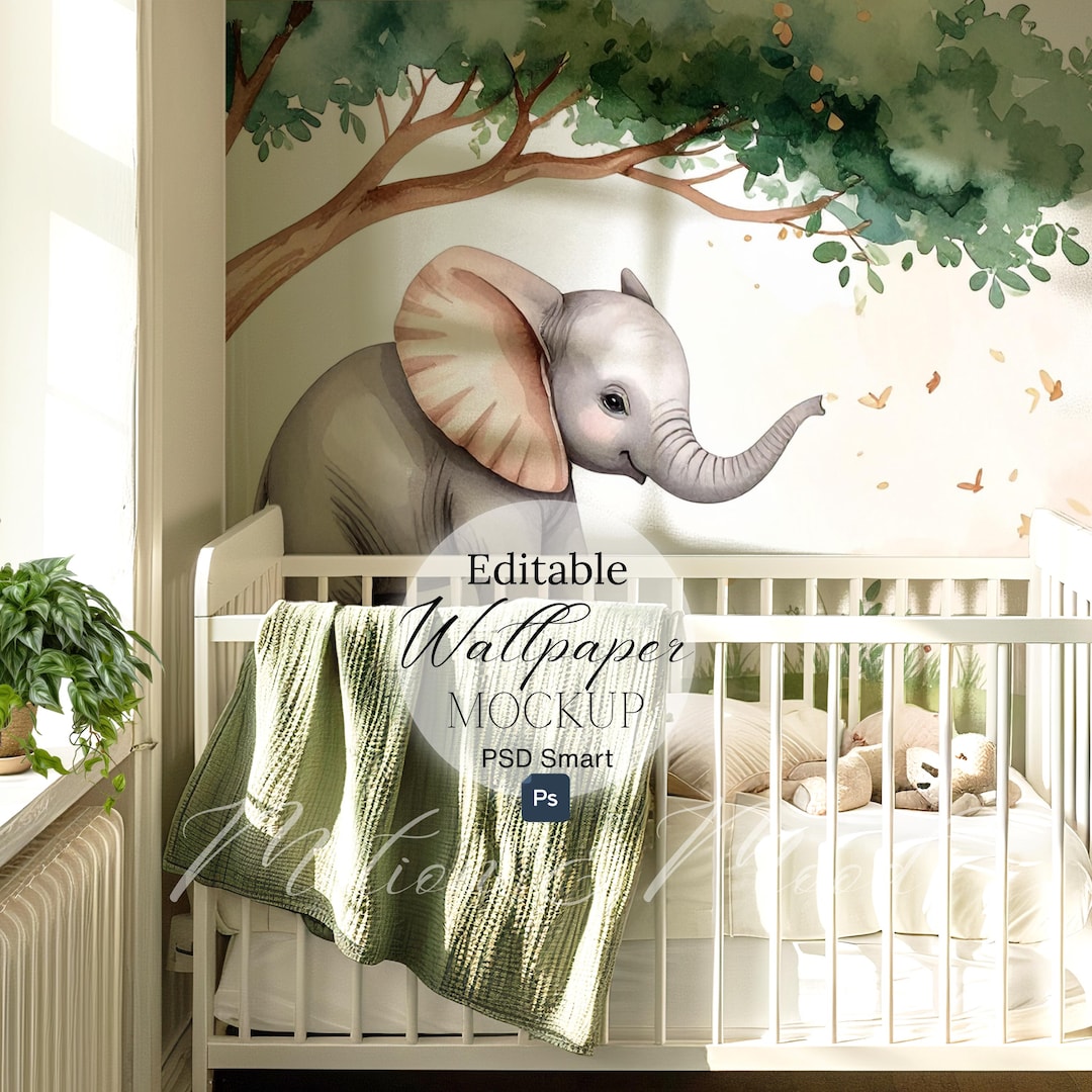 Cosy Mural Mockup, Gender Neutral Baby Room Wall Display, Blank Wall ...