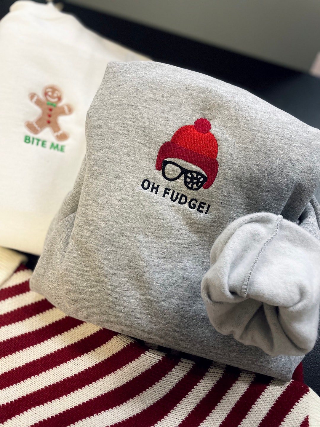 Embroidered Christmas Sweatshirt, Oh Fudge Sweatshirt, Funny Christmas ...