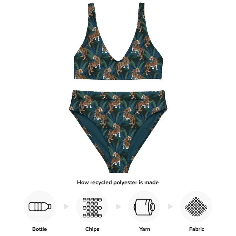 Tropical Tiger High Waisted Bikini Set Jungle Pattern Swim - Etsy