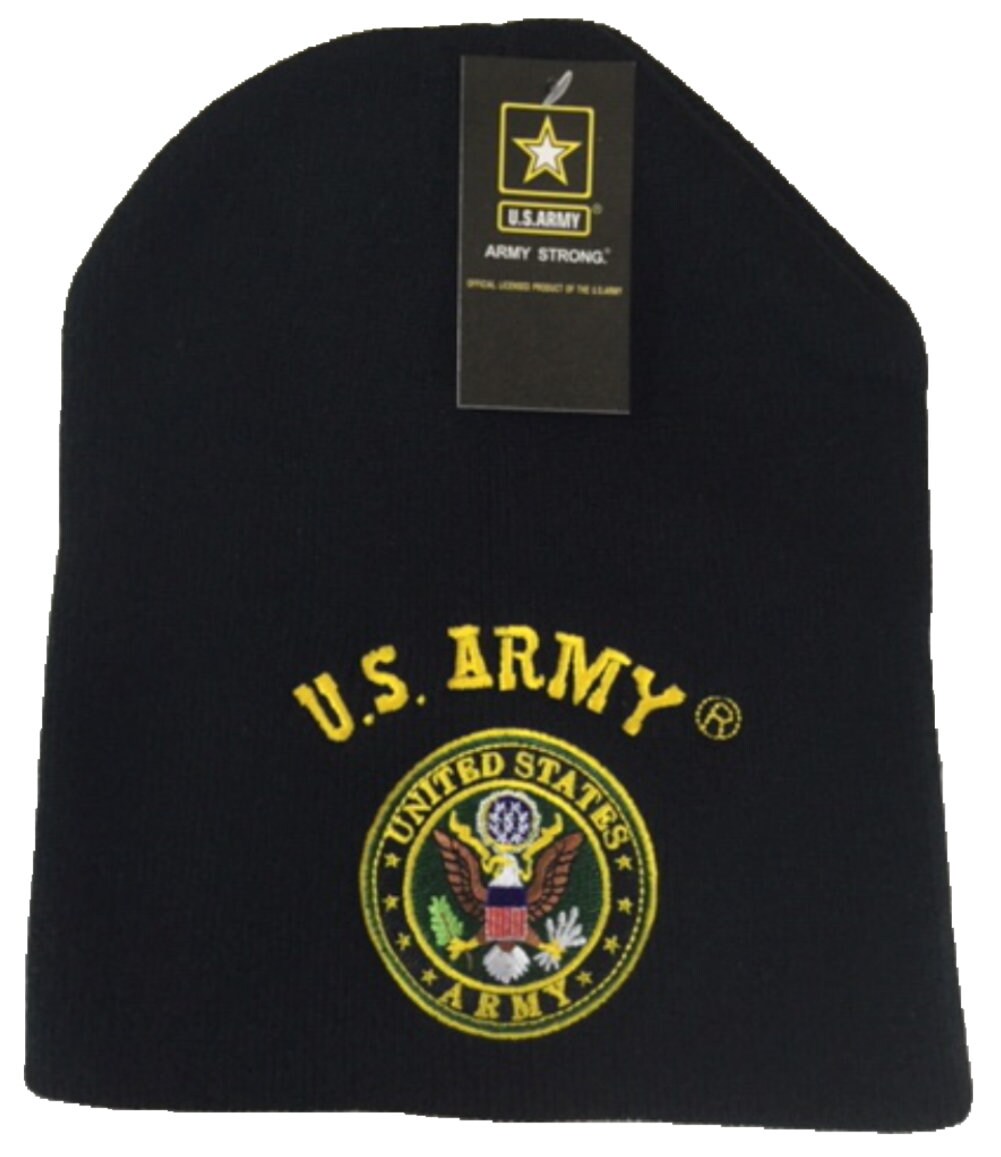 U.S. Army, Army Text, Emblem, Military Embroidered Knit, Skull, Beanie ...