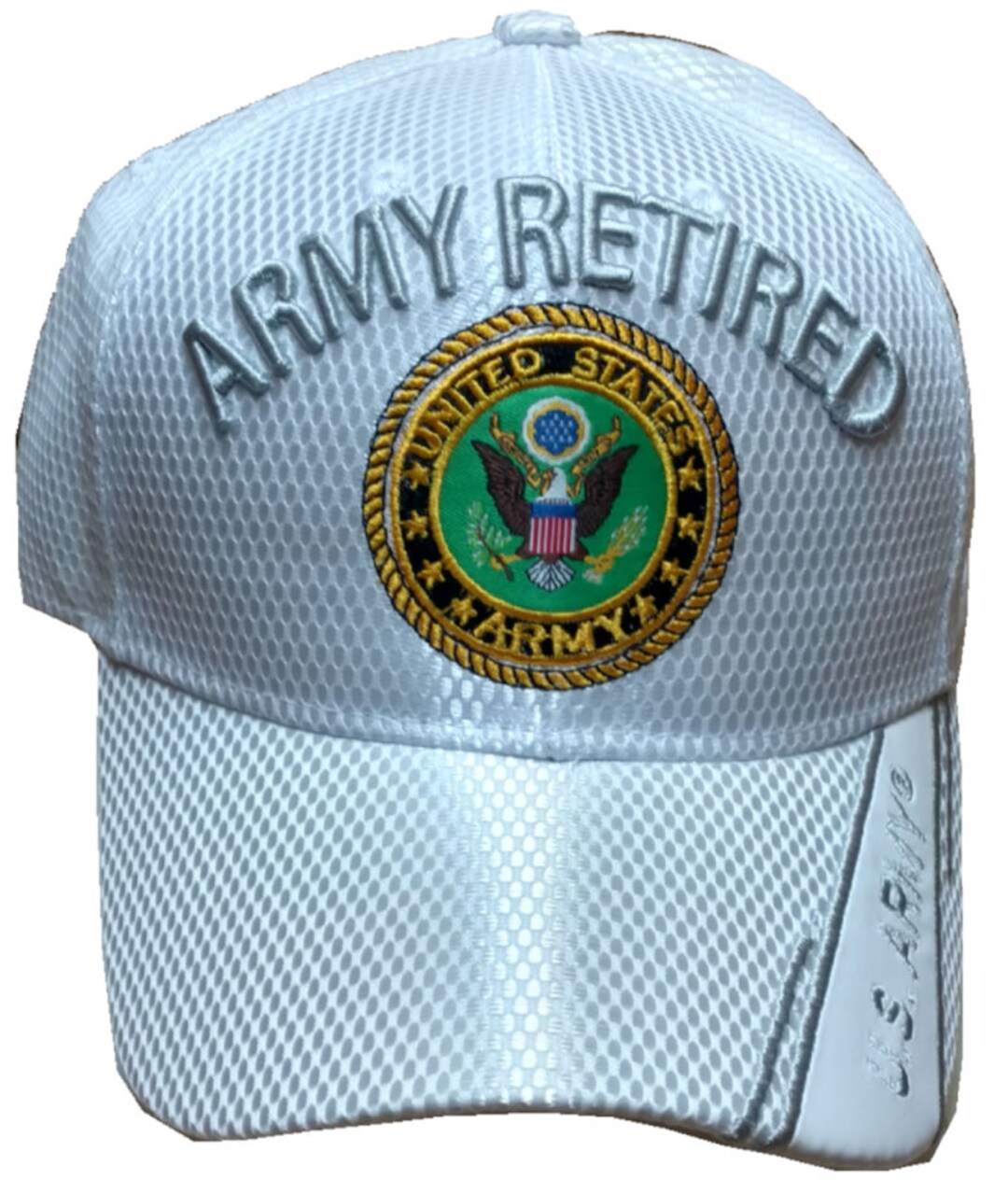 U.S. Army Retired Emblem, large Letters, White Mesh Hat - Etsy