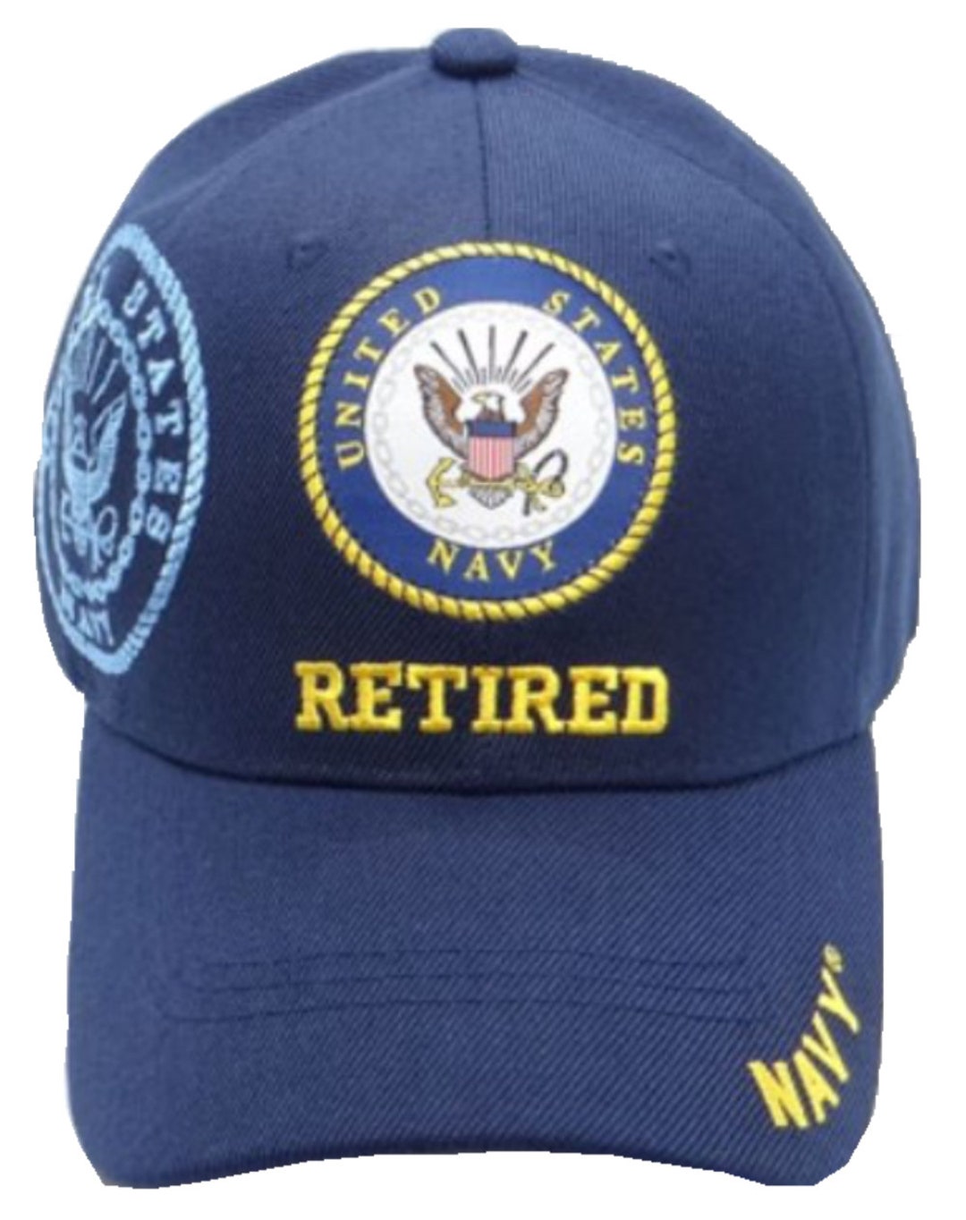 U.S. Navy Emblem Retired, Emblem Shadow on Side, Navy Blue Hat - Etsy