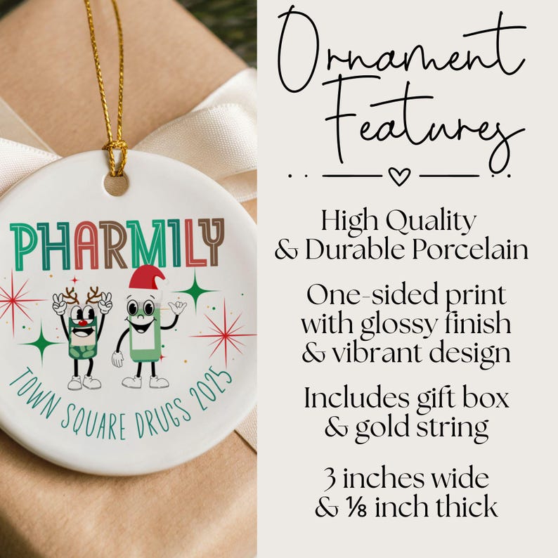 Personalized Pharmily Porcelain Ornament for Pharmacy Staff Team Gifts ...