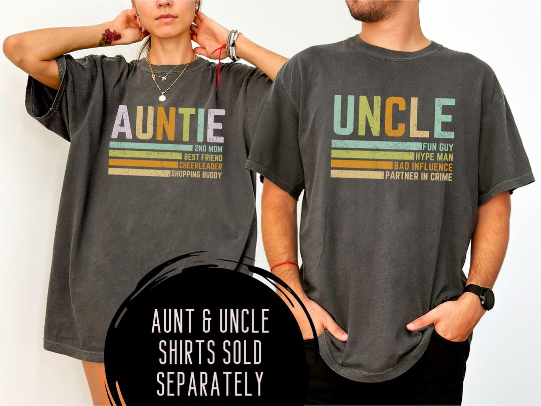 Unisex Auntie and Uncle Matching Shirts, Gift for New Aunt, Gift for ...