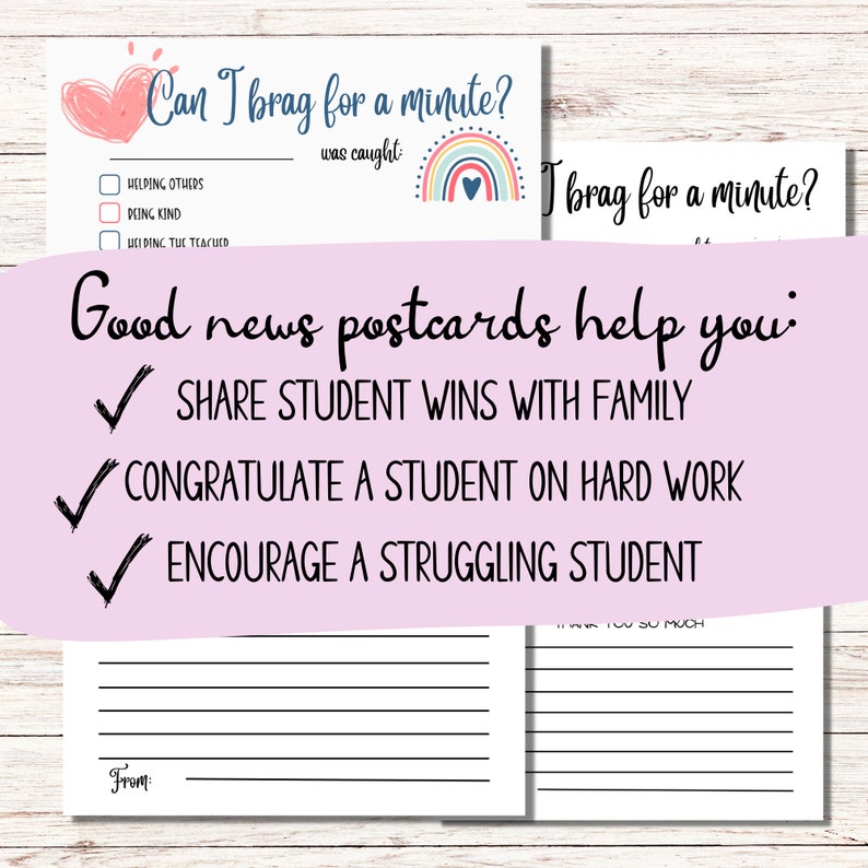 Digital Download, Teacher Mail, Teacher Brag Card, Teacher Good News ...