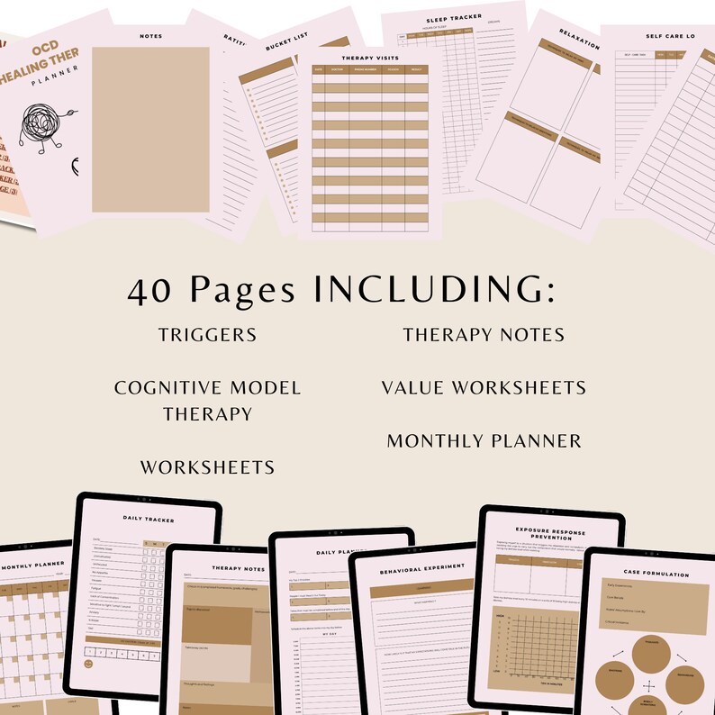 OCD Therapy Journal, OCD Therapy Workbook, Therapy Tracker, Healing ...