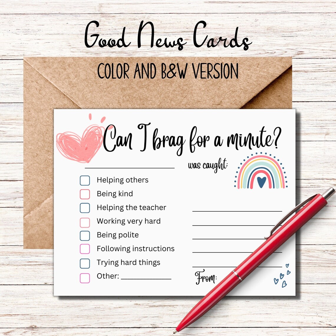 Digital Download, Teacher Mail, Teacher Brag Card, Teacher Good News ...