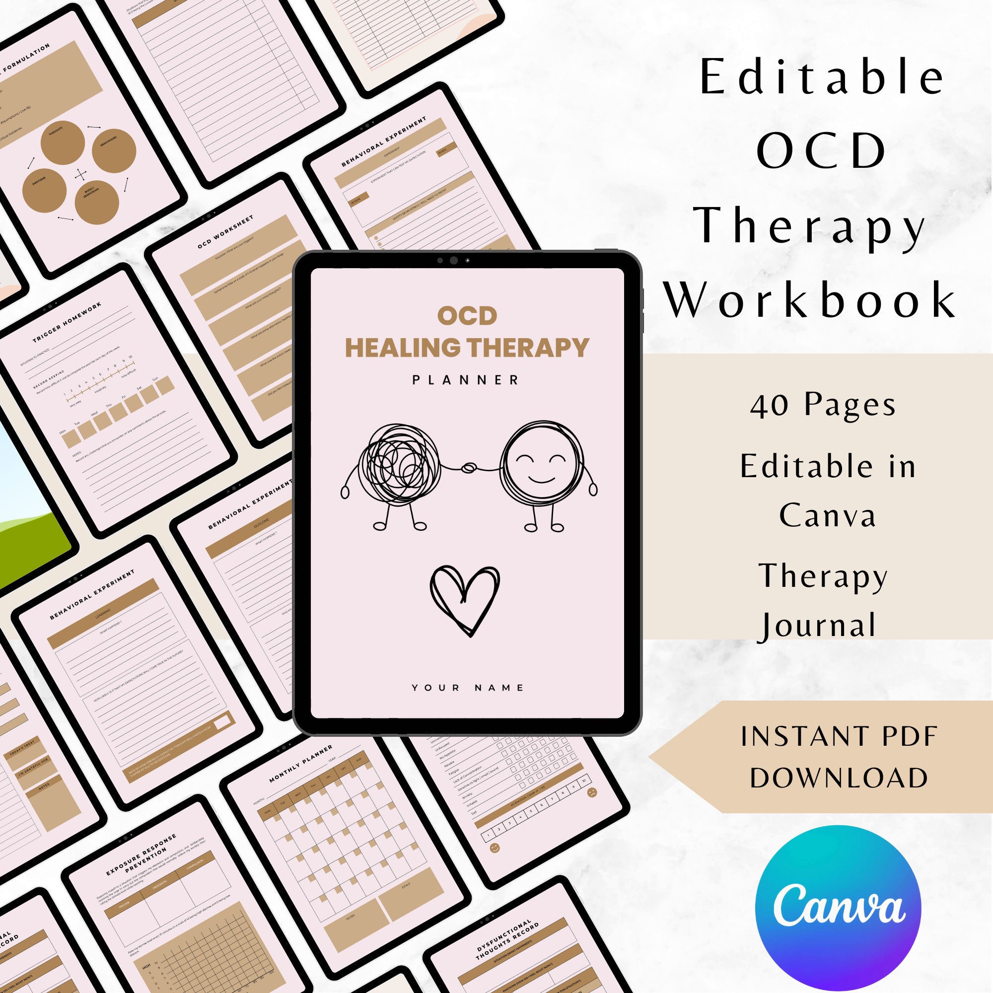 OCD Therapy Journal, OCD Therapy Workbook, Therapy Tracker, Healing ...