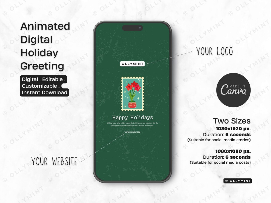 Digital Animated Holiday Greetings: Ready-to-use and Customizable Canva ...
