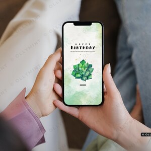 Cute Digital Animated Birthday Card Green Cactus Printable Birthday ...