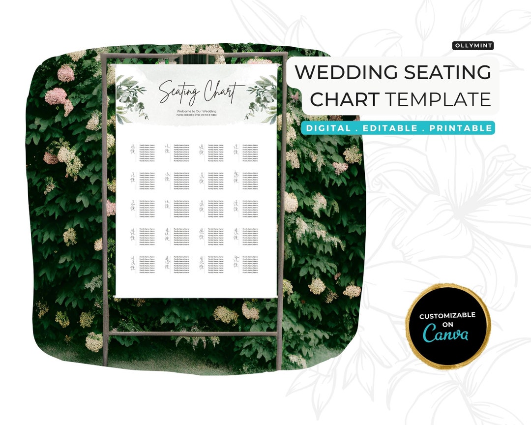 Wedding Seating Chart Poster Digital Printable Template Minimalistic ...