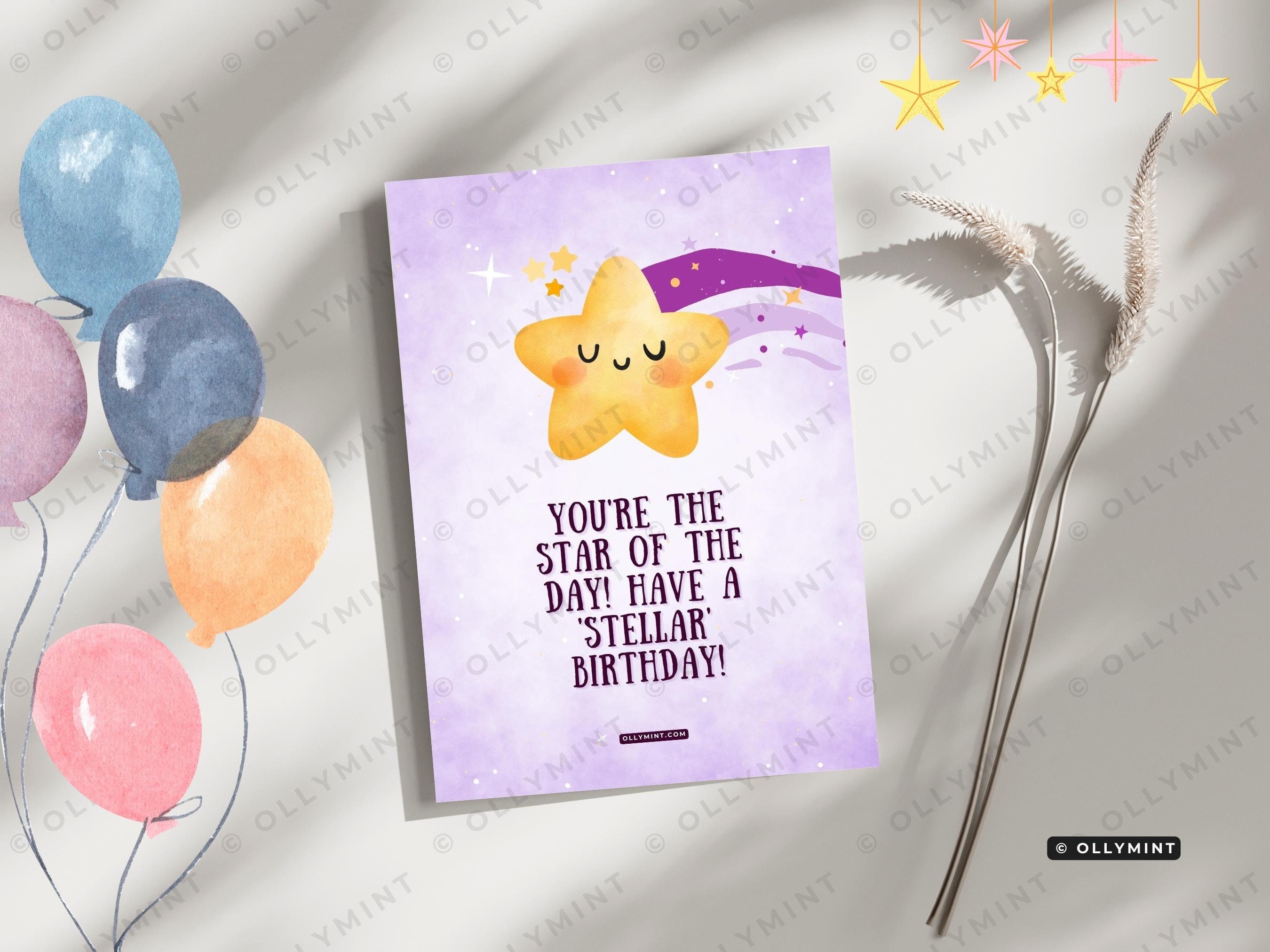 Cute Digital Animated Birthday Card Star of the Day Printable Birthday ...
