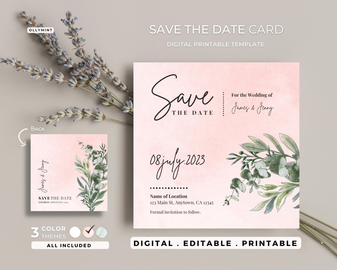 Save the Date Wedding Digital Template Digital Printable Minimalistic ...