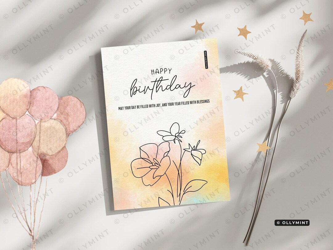 Cute Digital Animated Birthday Card Birthday Flowers Printable Birthday ...