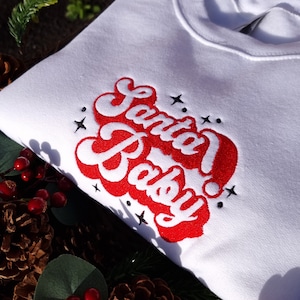 Santa Baby Christmas Embroidered Sweatshirt, Retro Christmas Crewneck ...