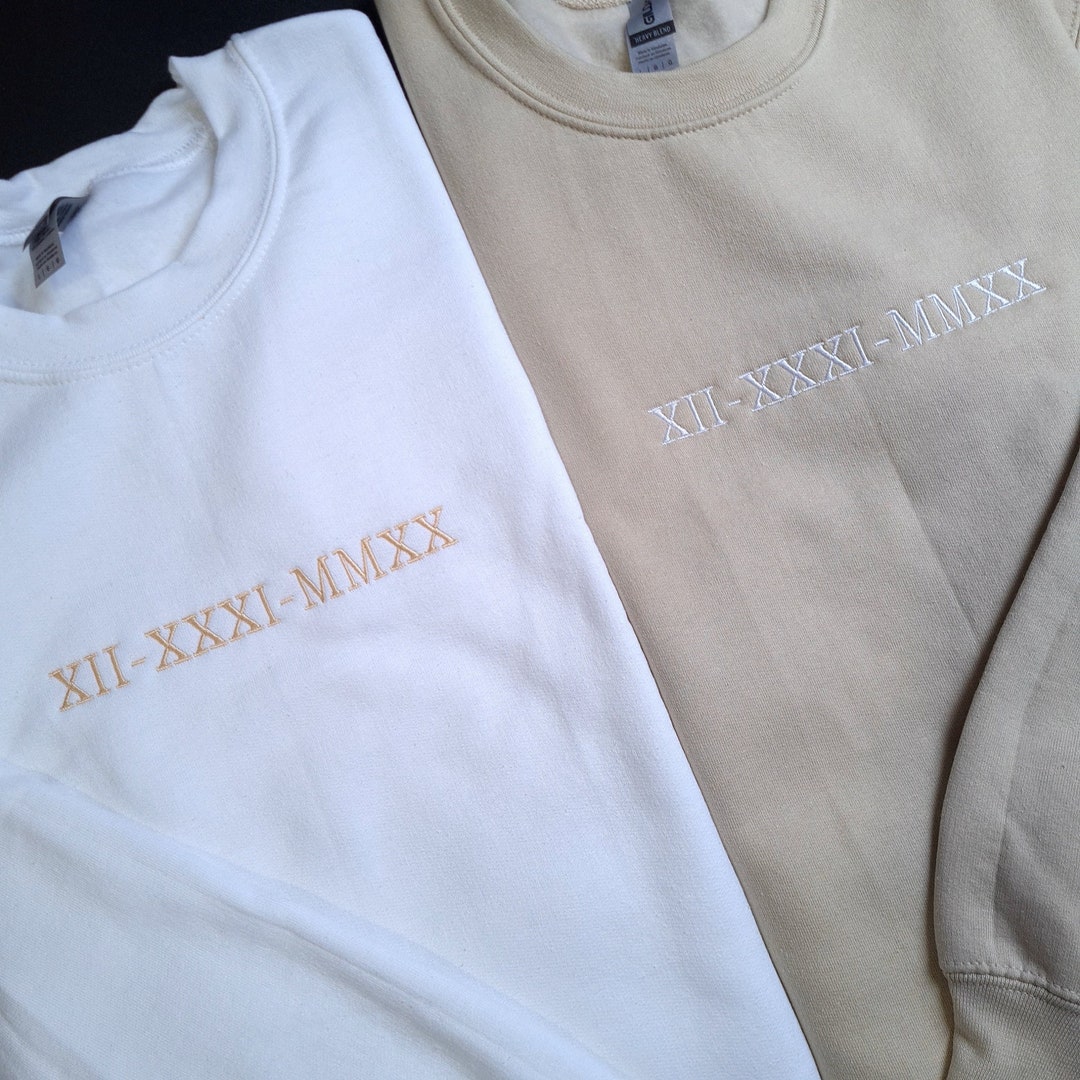 Roman Numeral Embroidered Sweatshirt, Custom Roman Numeral Crewneck ...