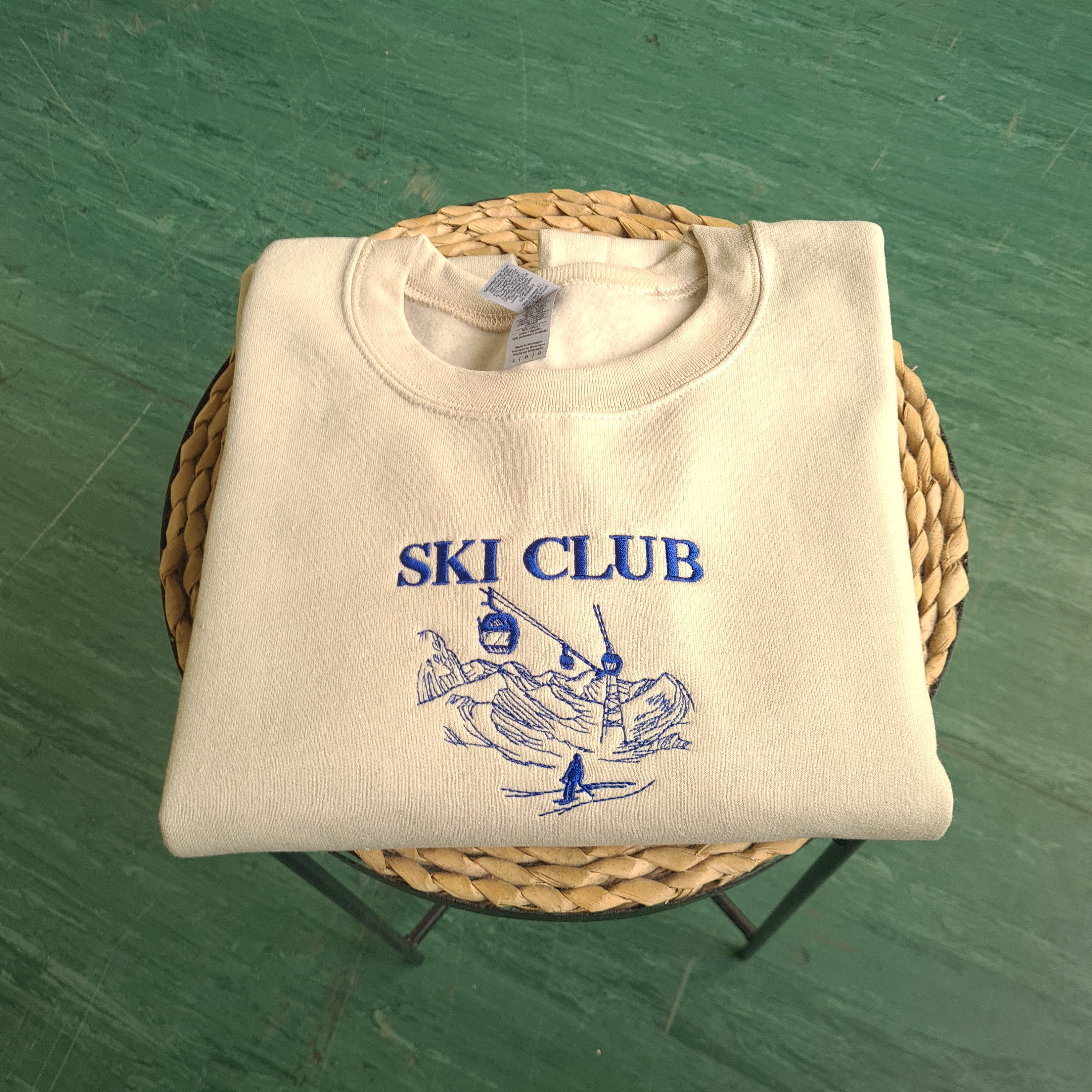 Embroidered Sweatshirt, Ski Club Embroidered Crewneck, Vintage Ski ...