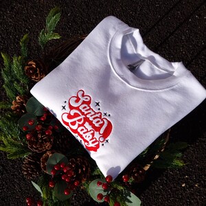 Santa Baby Christmas Embroidered Sweatshirt, Retro Christmas Crewneck ...