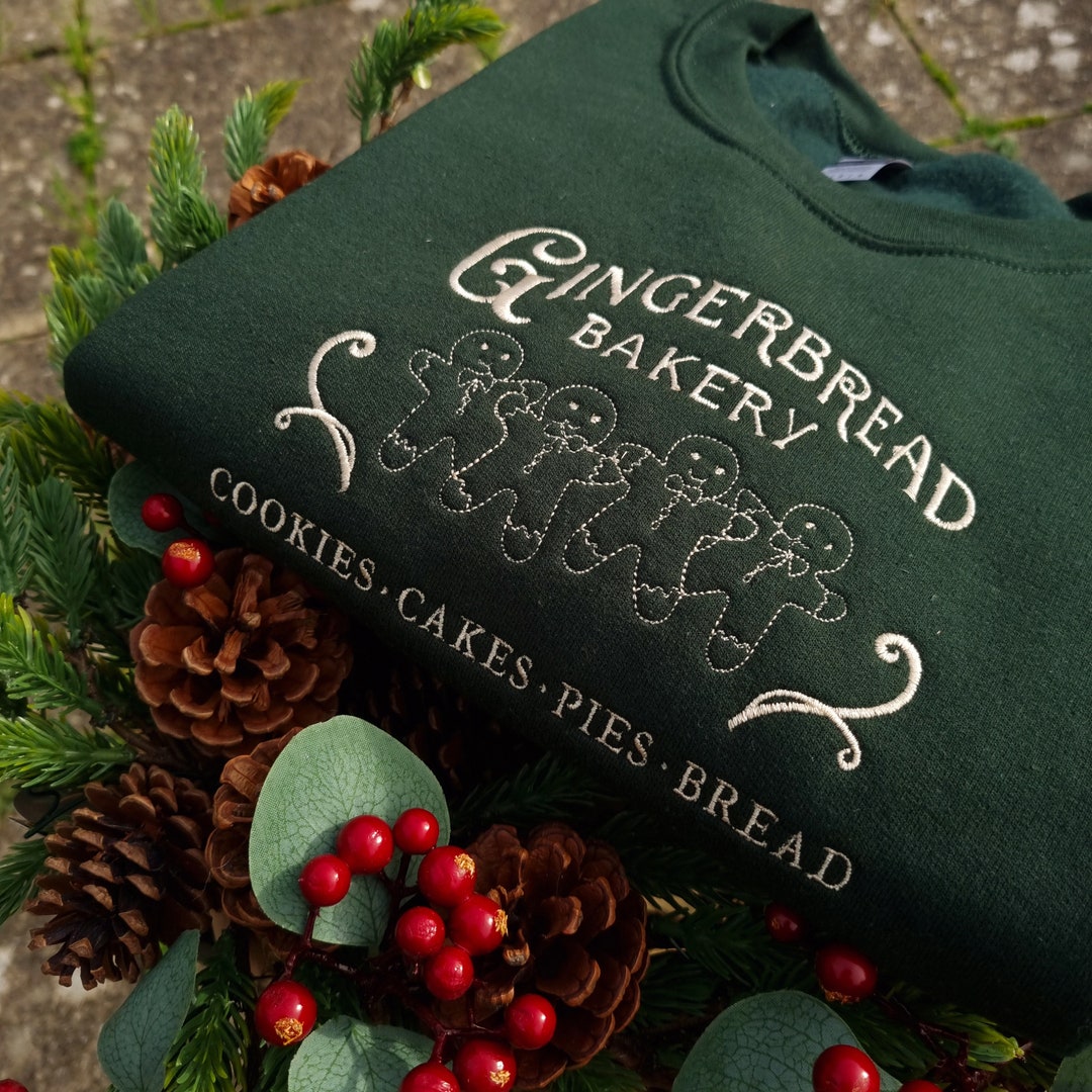 Embroidered Sweatshirt, Embroidered Christmas Jumper, Gingerbread ...