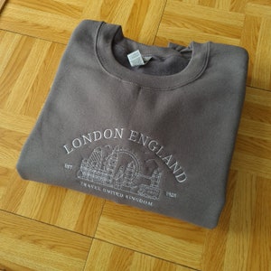 Embroidered Sweatshirt, London Embroidered Sweatshirt, Retro England ...