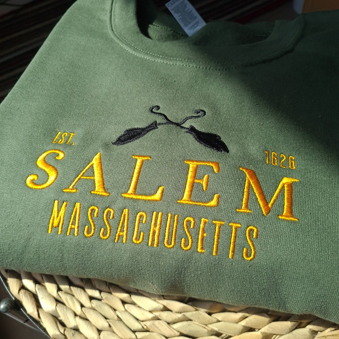 Salem Massachusetts Embroidered Sweatshirt Halloween - Etsy UK