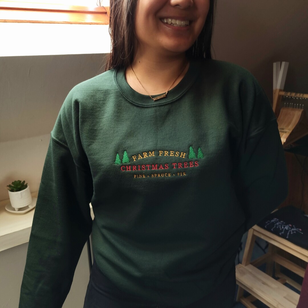 Embroidered Christmas Farm Fresh Sweatshirt Christmas Jumper - Etsy