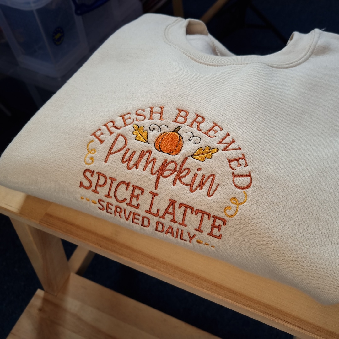 Embroidered Coffee Lover Jumper, Pumpkin Spiced Latte Jumper, Fall ...