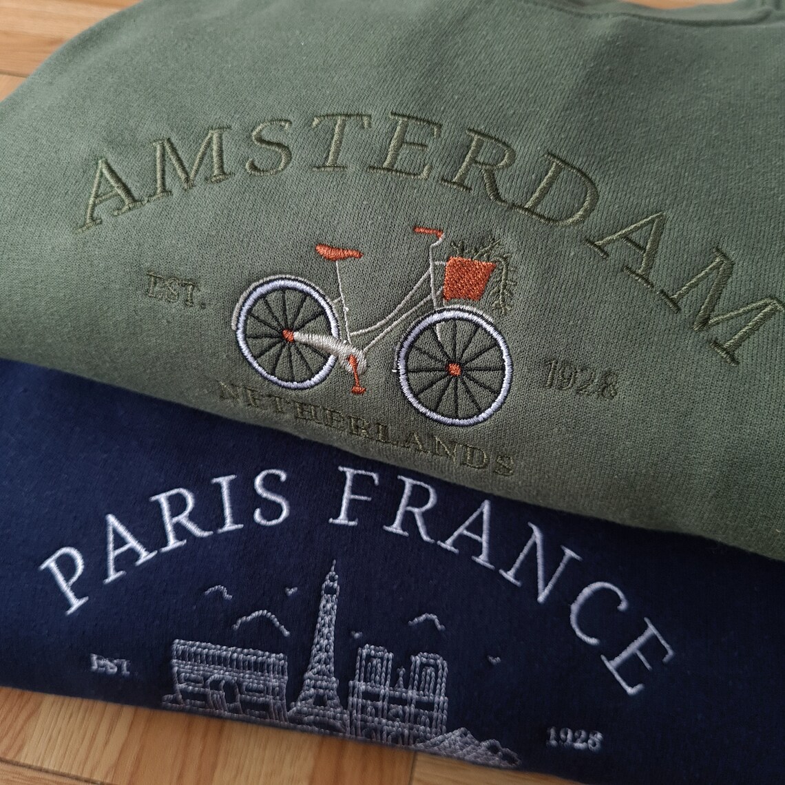 Embroidered Sweatshirt, Vintage Paris Crewneck, Eiffel Tower Jumper ...