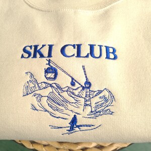 Embroidered Sweatshirt, Ski Club Embroidered Crewneck, Vintage Ski ...