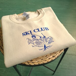 Embroidered Sweatshirt, Ski Club Embroidered Crewneck, Vintage Ski ...