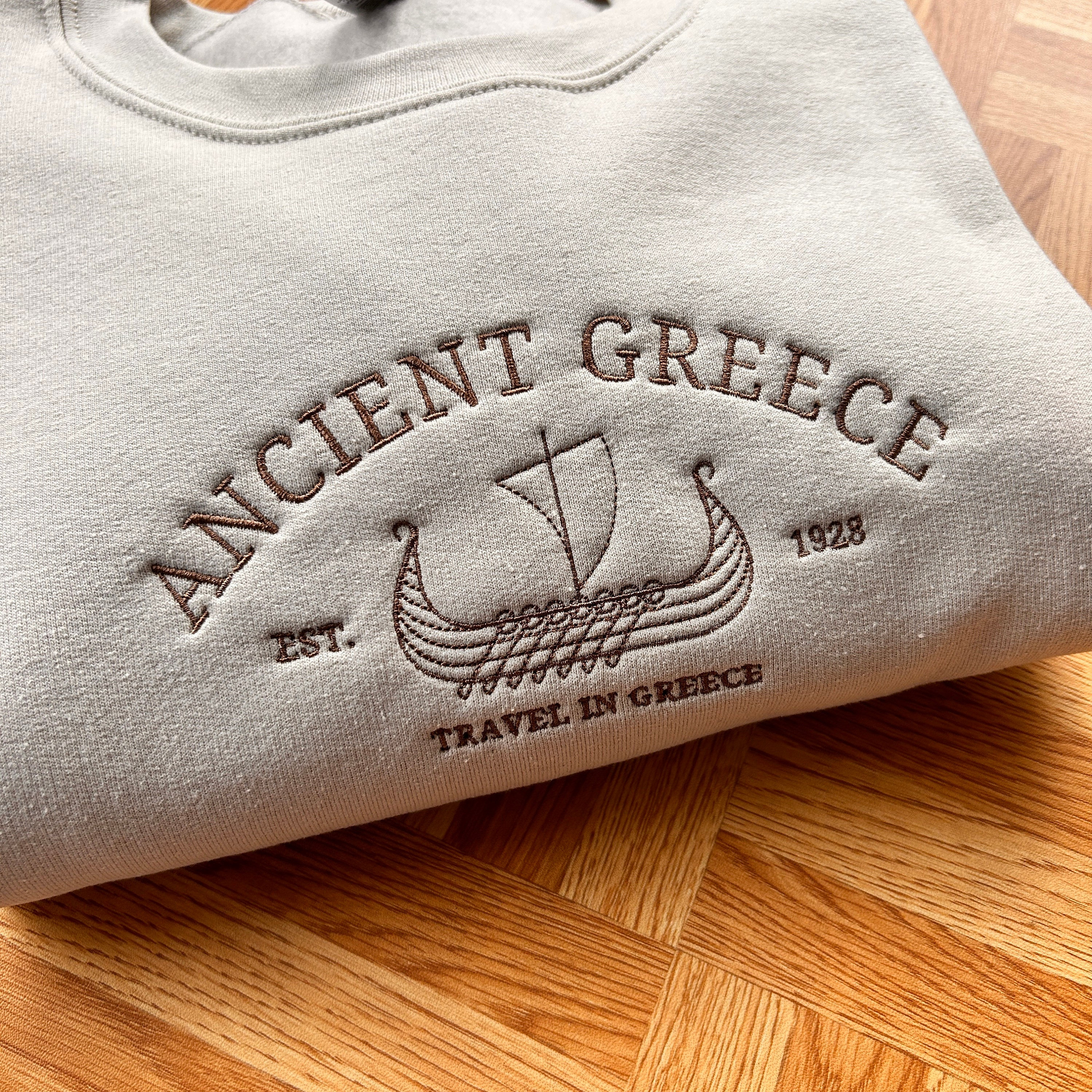Embroidered Sweatshirt, Ancient Greece Embroidered Sweatshirt, Vintage ...