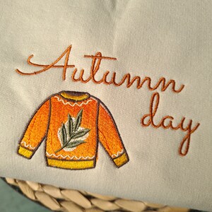 Autumn Day Embroidered Sweatshirt, Fall Crewneck, Autumn Sweatshirt ...