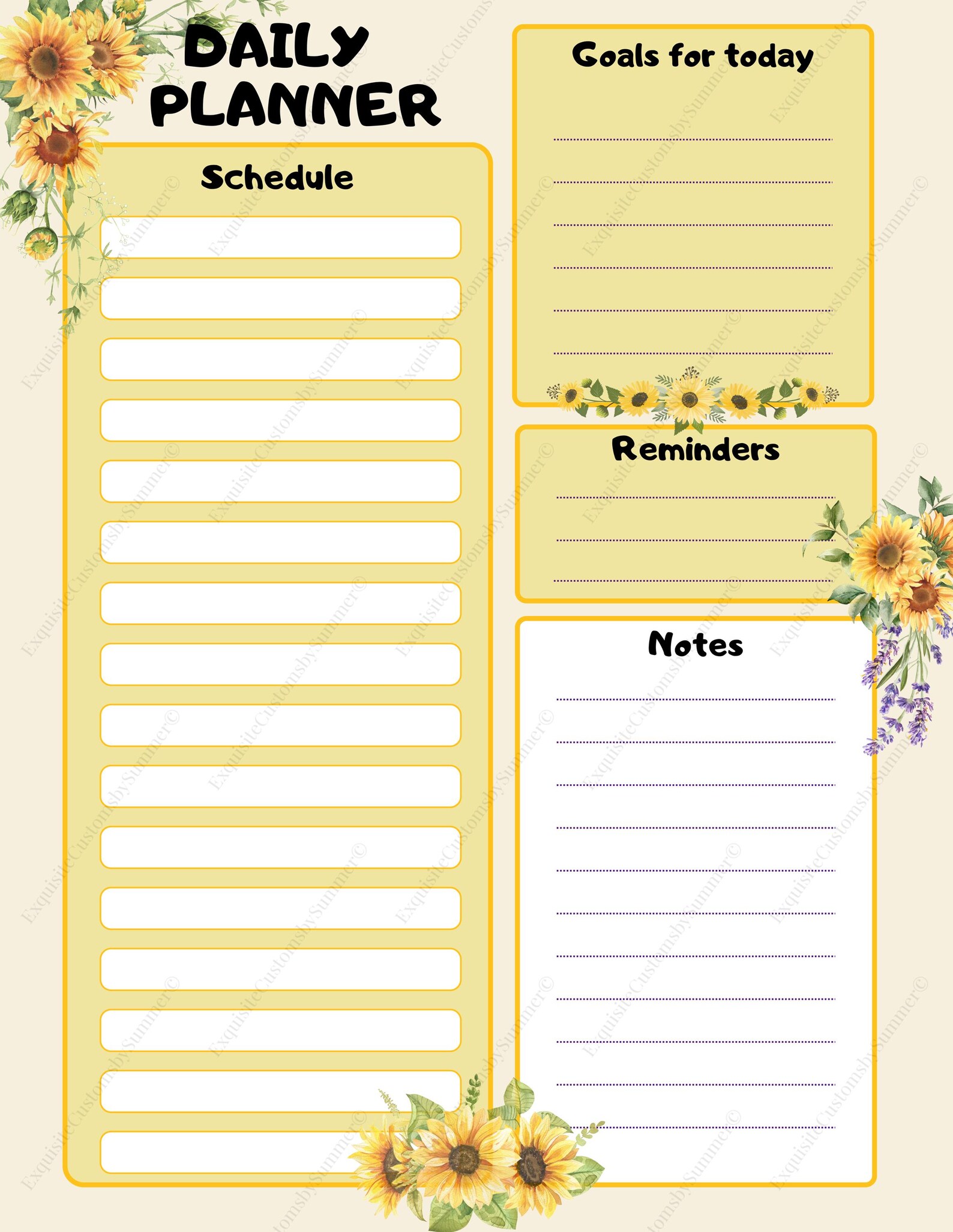 Sunflower Daily Planner Notepad, to Do List, Flower Stationary, Gifts ...
