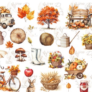 Autumn Clipart, Watercolor Fall Decor Clipart - Autumn Watercolor in ...