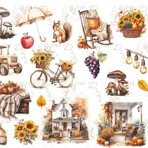 Autumn Clipart, Watercolor Fall Decor Clipart - Autumn Watercolor in ...
