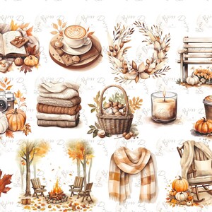 Cozy Autumn Clipart, Fall Clipart Bundle, Thanksgiving Clipart Png ...