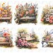 Watercolor Garden Benches Clipart, Spring Clipart, Park Bench Png ...