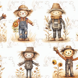 Scarecrow Clipart, Autumn Clipart, Scarecrow Clipart PNG, Watercolor ...