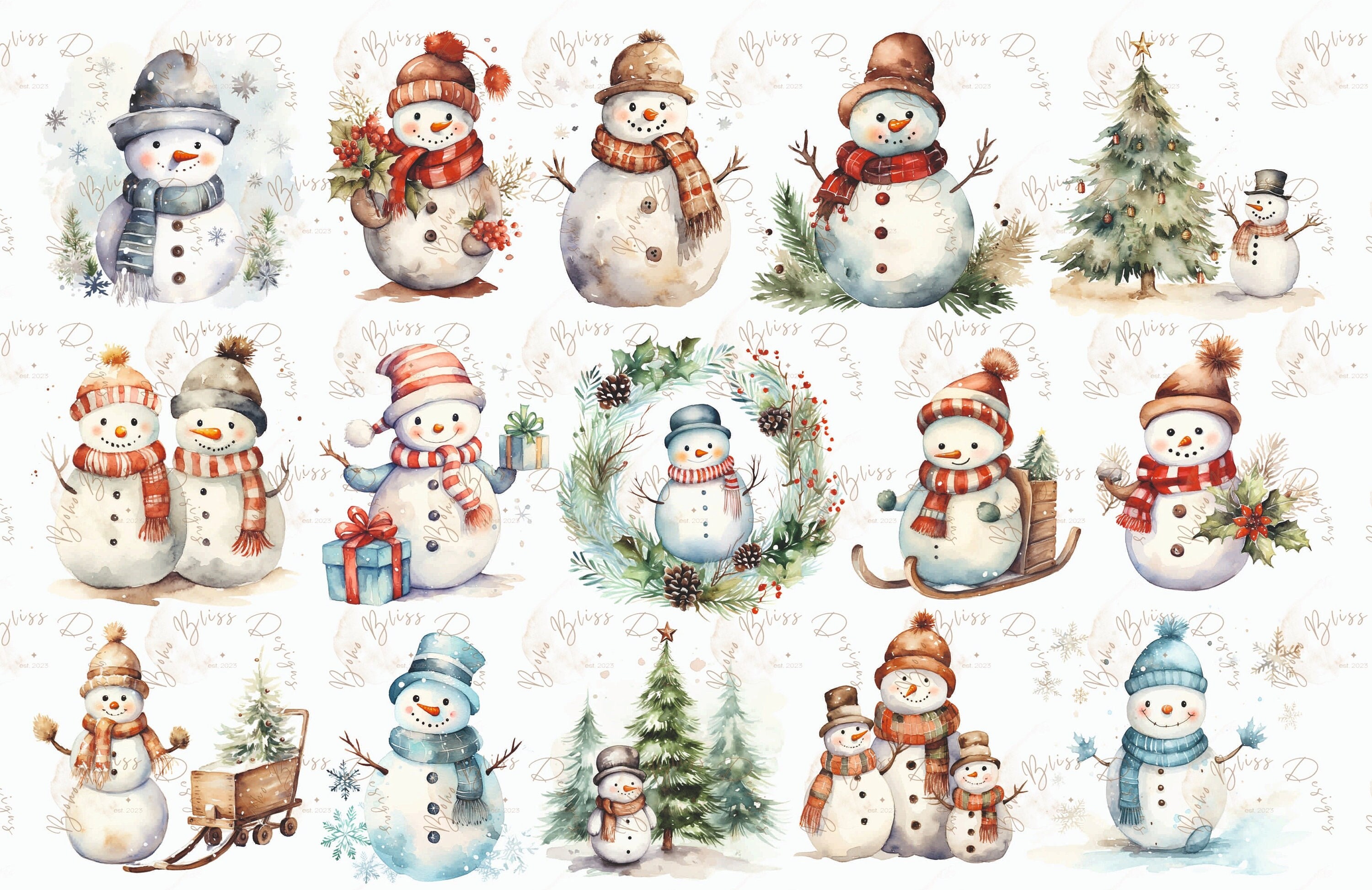 Snowman clip art Cute Snowmen winter clipart christmas - Etsy.de