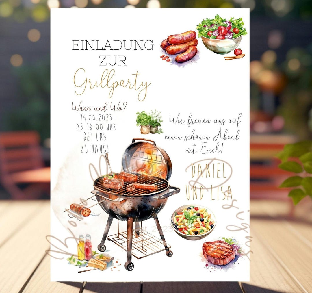 Einladung Grillen Grillparty Grillfest Barbecue BBQ Gartenparty Chill ...