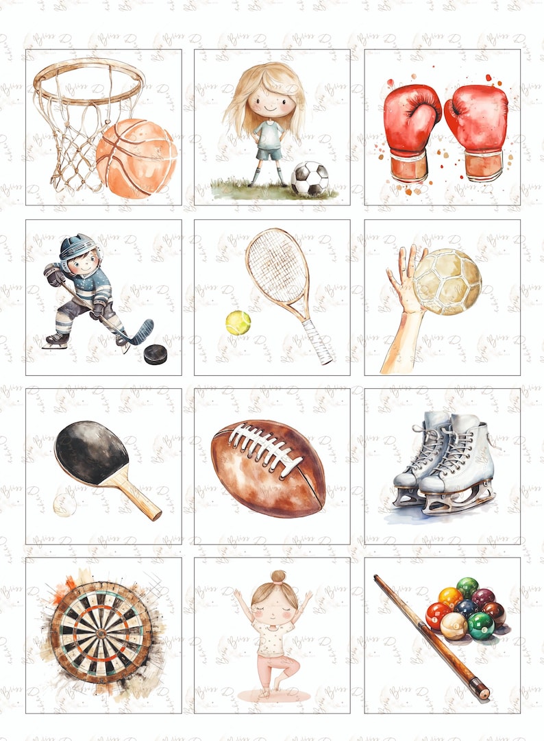 Sports Memory Game, PRINTABLE Memory Game, Memory Game Download, Memory ...