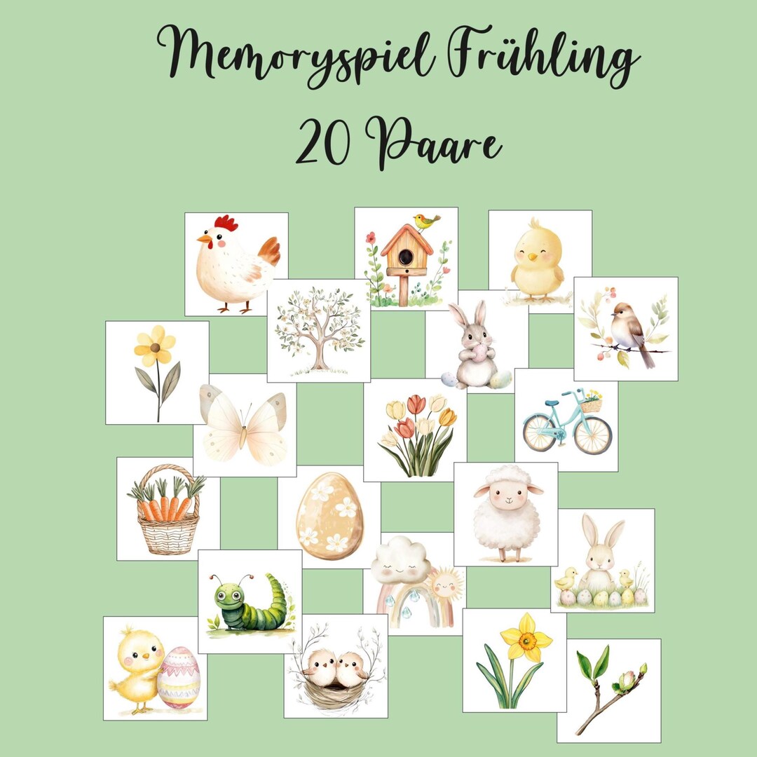 Spring Memory Game, PRINTABLE Memory Game, Memory Game Download, Memory ...