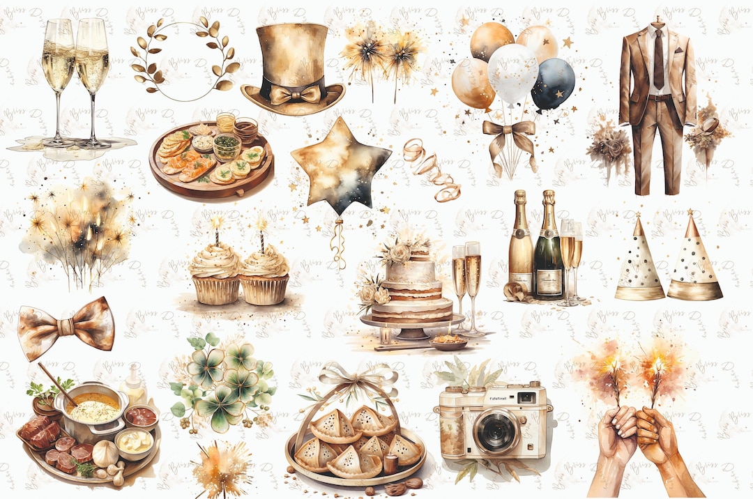 New Year Clip Art, Party Celebration Clipart Graphics, Happy New Year ...