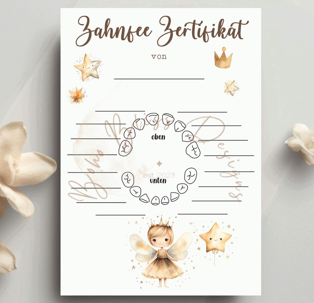 Post von der Zahnfee, Zahnfee Geschenk, Karte mit Zertifikat, Zahnfee ...