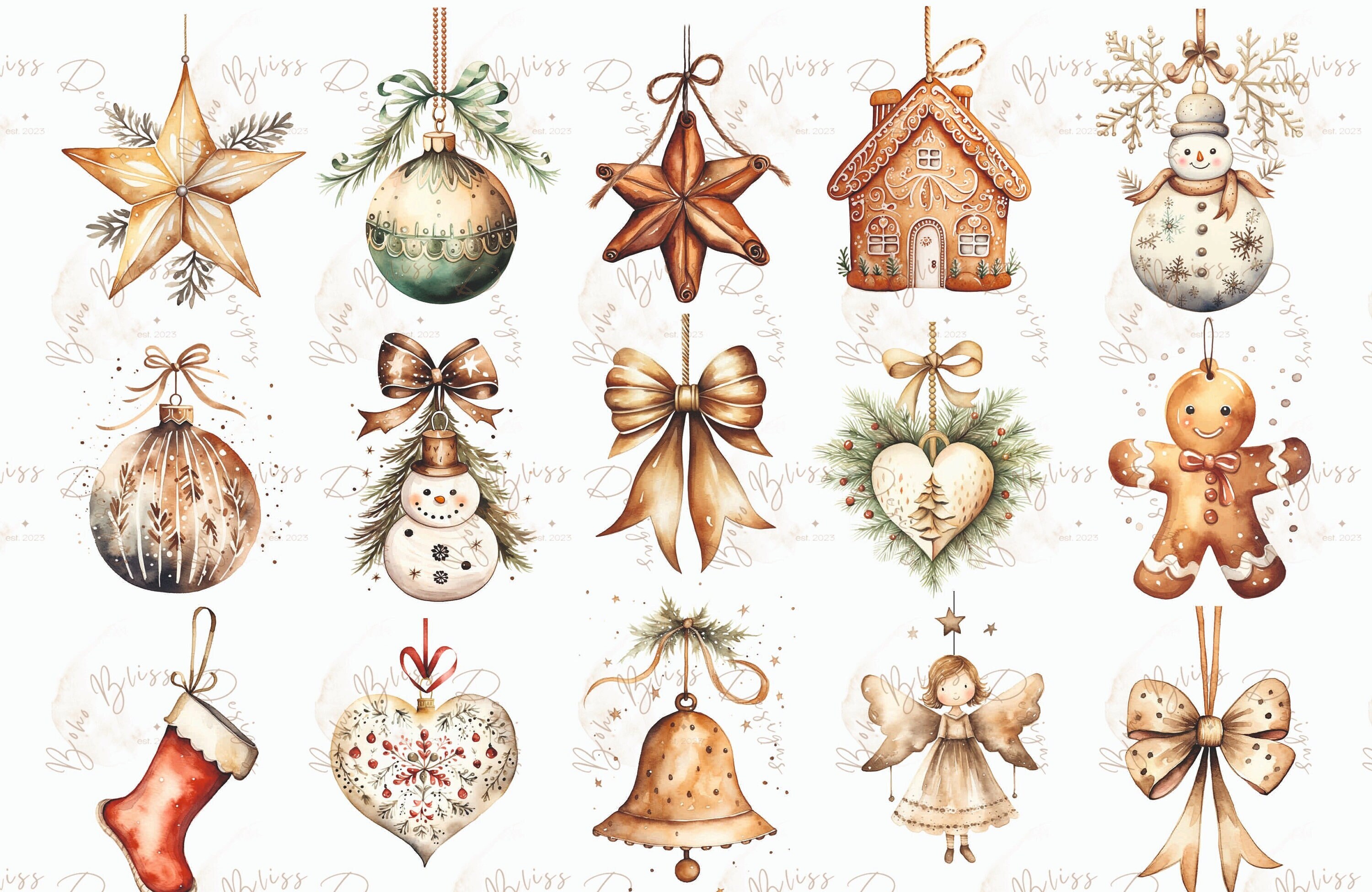 Christmas Baubles Clipart, xmas clipart pack, christmas clipart, winter ...